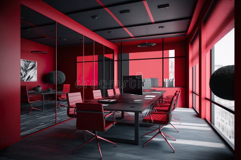 Virtual Workspace 3D Rendering of a Professional Business Meeting Room ...