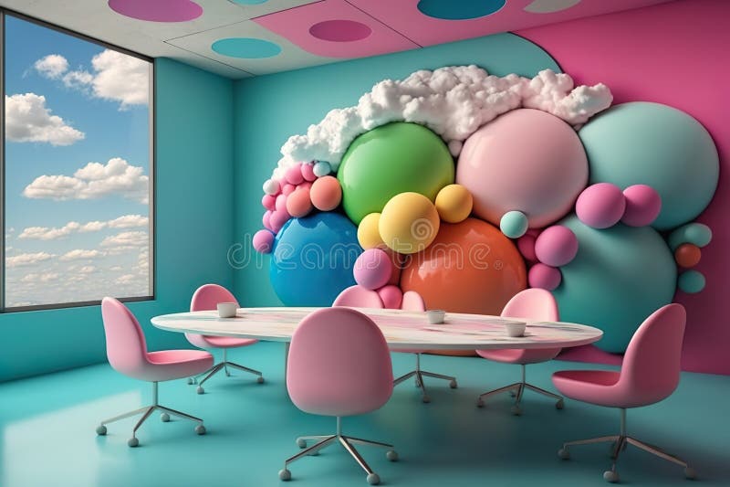 Virtual Workspace 3D Rendering of a Professional Business Meeting Room ...