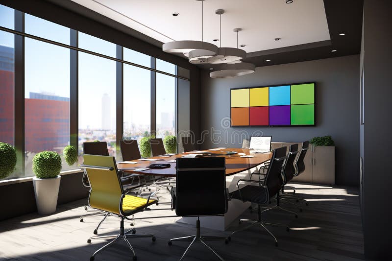 Virtual Workspace 3D Rendering of a Professional Business Meeting Room ...