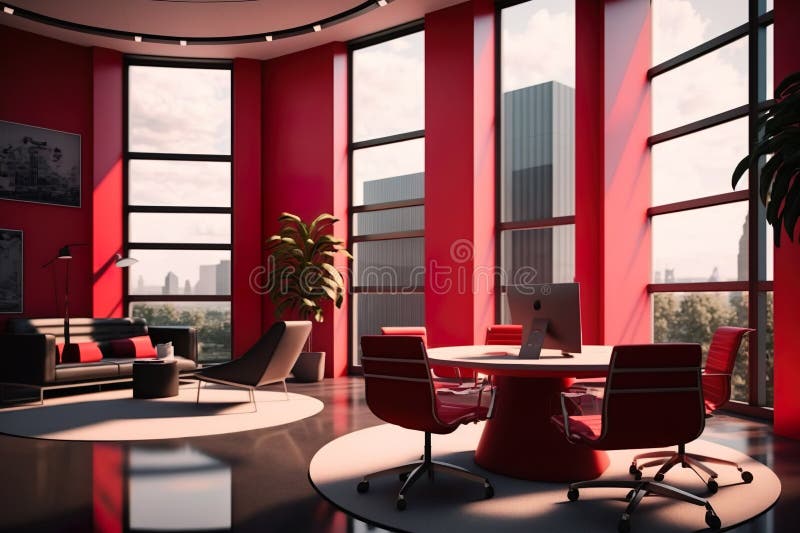 Virtual Workspace 3D Rendering of a Professional Business Meeting Room ...