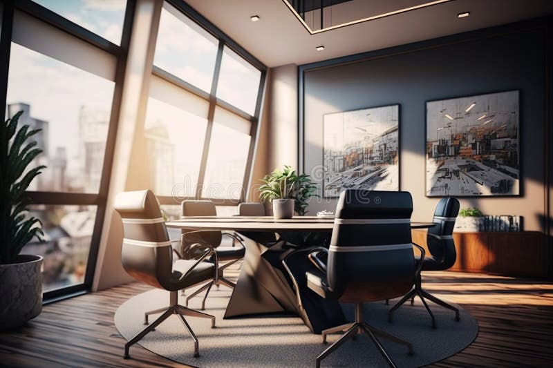 Virtual Workspace 3D Rendering of a Professional Business Meeting Room ...