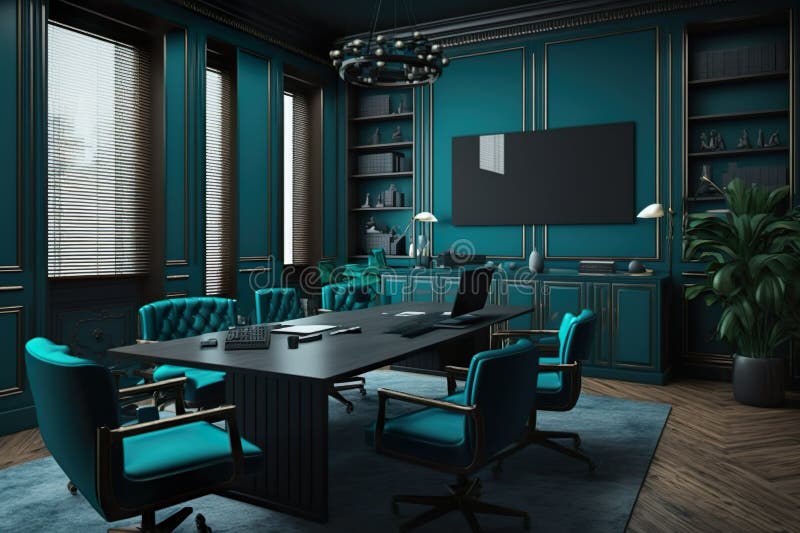 Virtual Workspace 3D Rendering of a Professional Business Meeting Room ...