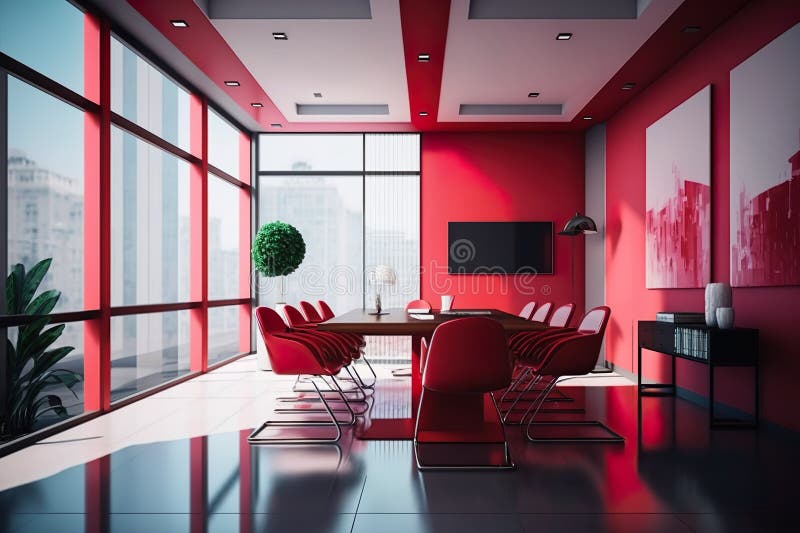 Virtual Workspace 3D Rendering of a Professional Business Meeting Room ...