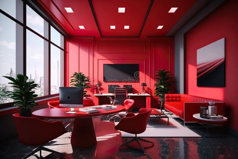 Virtual Workspace 3D Rendering of a Professional Business Meeting Room ...