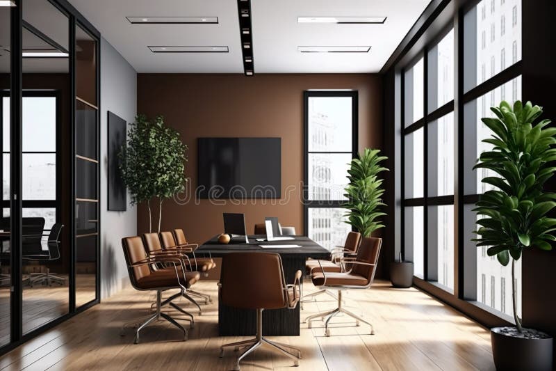 Virtual Workspace 3D Rendering of a Professional Business Meeting Room ...