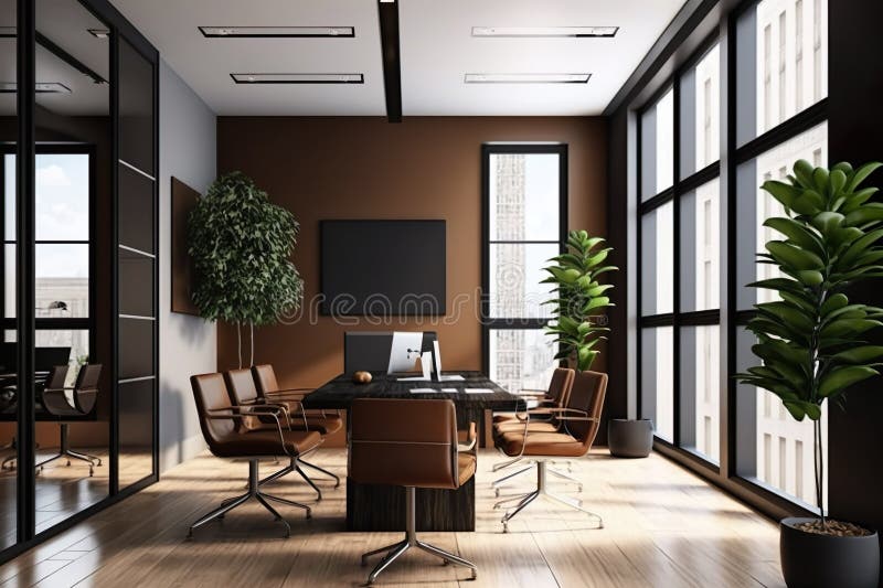 Virtual Workspace 3D Rendering of a Professional Business Meeting Room ...