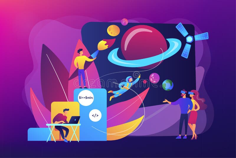 Virtual World Development Concept Vector Illustration Stock Vector ...