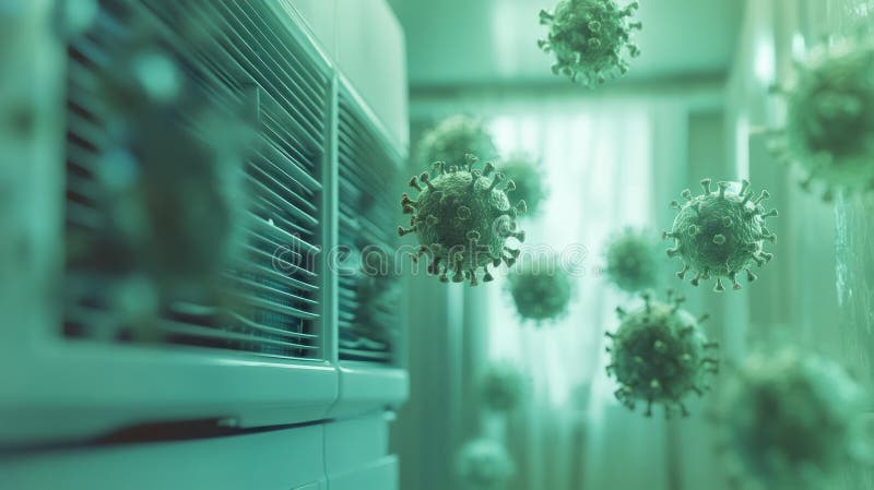Virus Air Conditioner Room Disease Stock Illustration - Illustration of ...