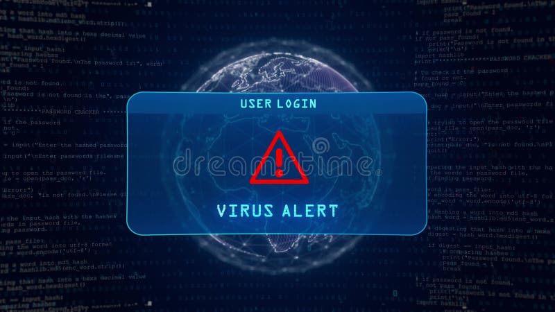 Virus Alert Warning with User Login Interface Concept Over Digital ...