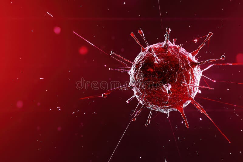 Virus with Alpha Mask on Red Background - Microbiology and Virology ...