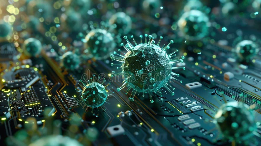 Virus Attack, Visualized As a 3D Model, Attacking a Computer System ...