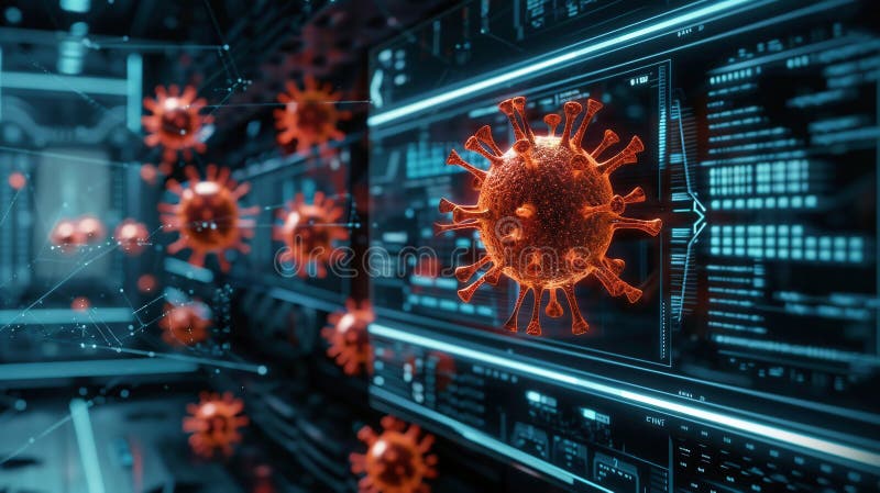 Virus Attack Visualized As A 3d Model Attacking A Computer System Stock Image Image Of Data
