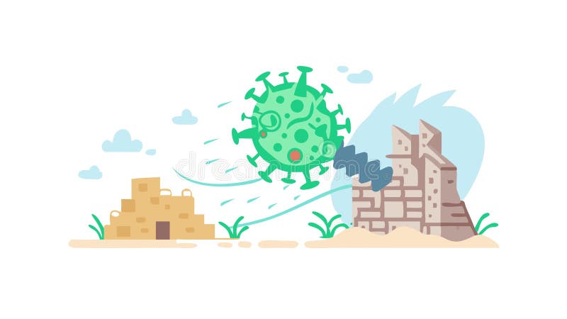Virus Attacking Pyramids, Historical Outbreak Threat, Vector Design ...