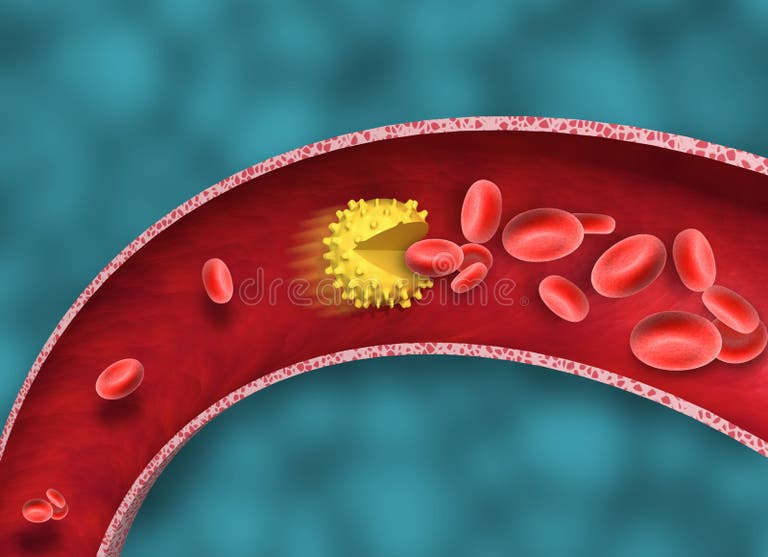 Virus attacks blood cells editorial photography. Illustration of ...