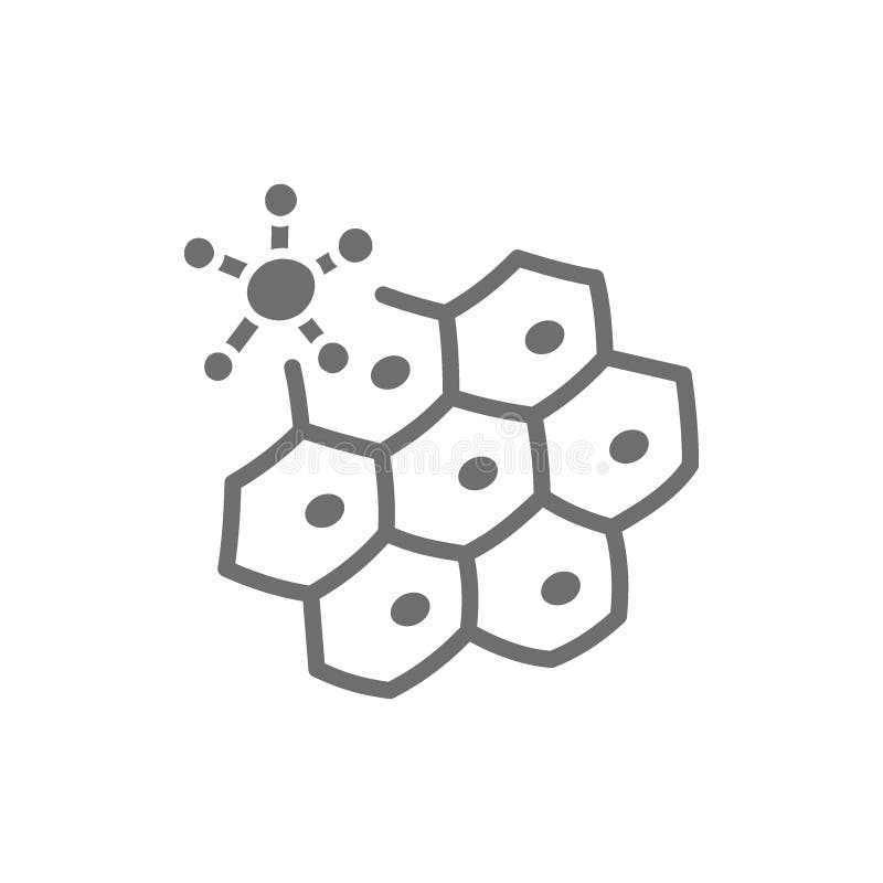 Virus Attacks Cell Grey Icon. Isolated on White Background Stock Vector ...