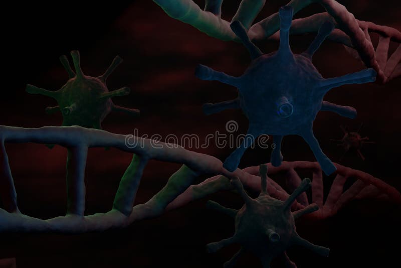 Virus and Bacteria in Chromosome Stock Illustration - Illustration of ...