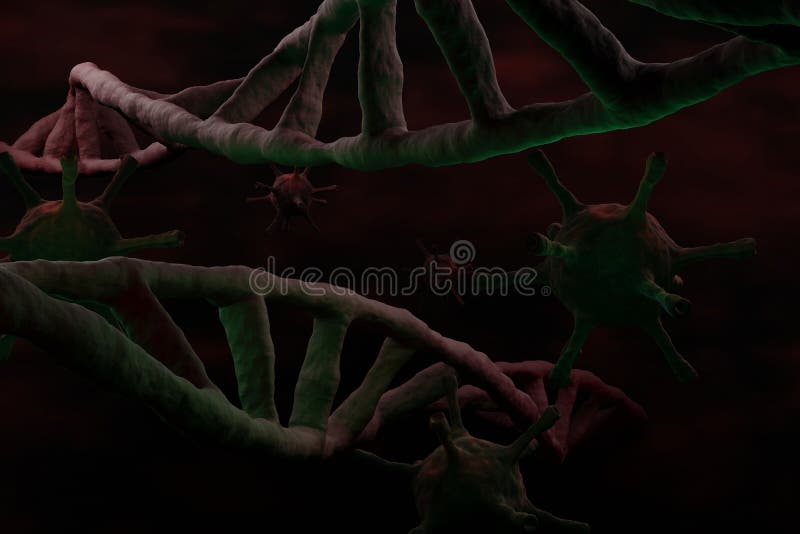 Virus and Bacteria in Chromosome Stock Illustration - Illustration of ...
