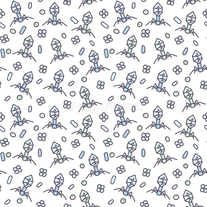 Virus and Bacteria Color Vector Doodle Simple Seamless Pattern Stock ...