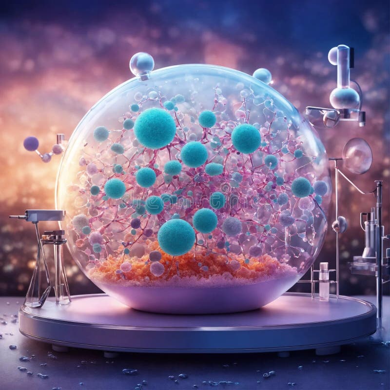 Virus Bacteria Molecule Bubbles Biotechnology Background,generative Ai Illustration Art Stock ...