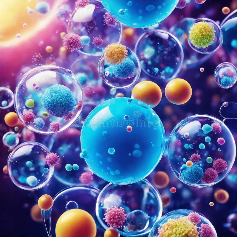 Virus Bacteria Molecule Bubbles Biotechnology Background,generative Ai Illustration Art Stock ...