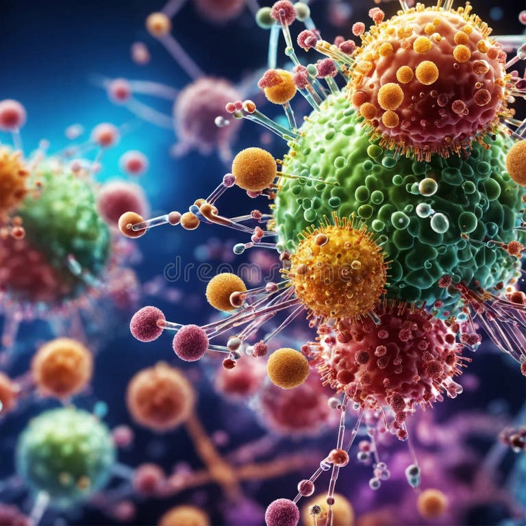 Virus Bacteria Molecule Bubbles Biotechnology Background,generative Ai ...