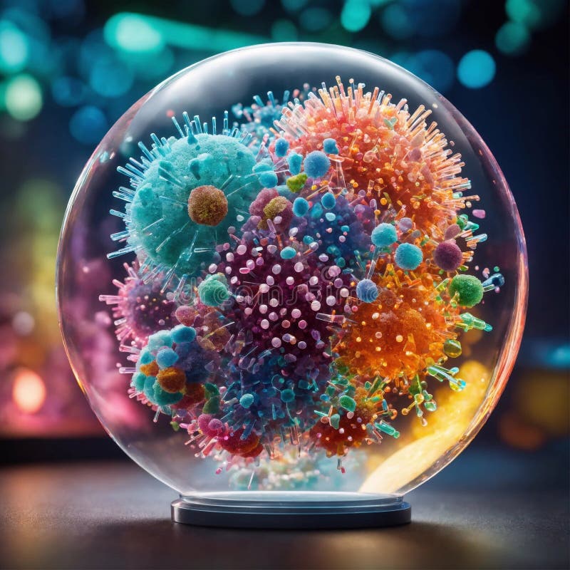 Virus Bacteria Molecule Bubbles Biotechnology Background,generative Ai Illustration Art Stock ...