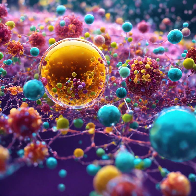 Virus Bacteria Molecule Bubbles Biotechnology Background,generative Ai Illustration Art Stock ...