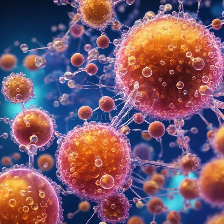 Virus Bacteria Molecule Bubbles Biotechnology Background,generative Ai ...