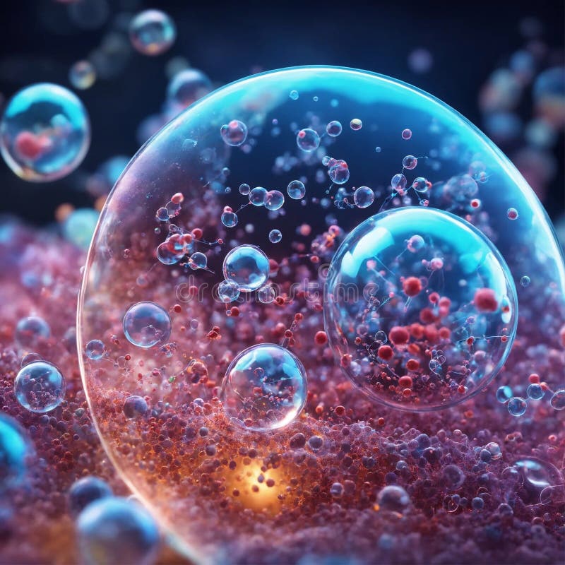 Virus Bacteria Molecule Bubbles Biotechnology Background,generative Ai Illustration Art Stock ...