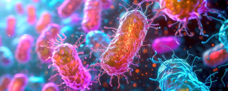 Virus and Bacteria Under the Microscope: a Microscopic Microcosm Stock ...