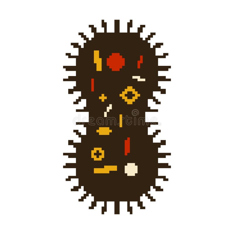 Virus Bacterium Pixel Art. Microbe Pathogenic Infection Cell Dis Stock ...