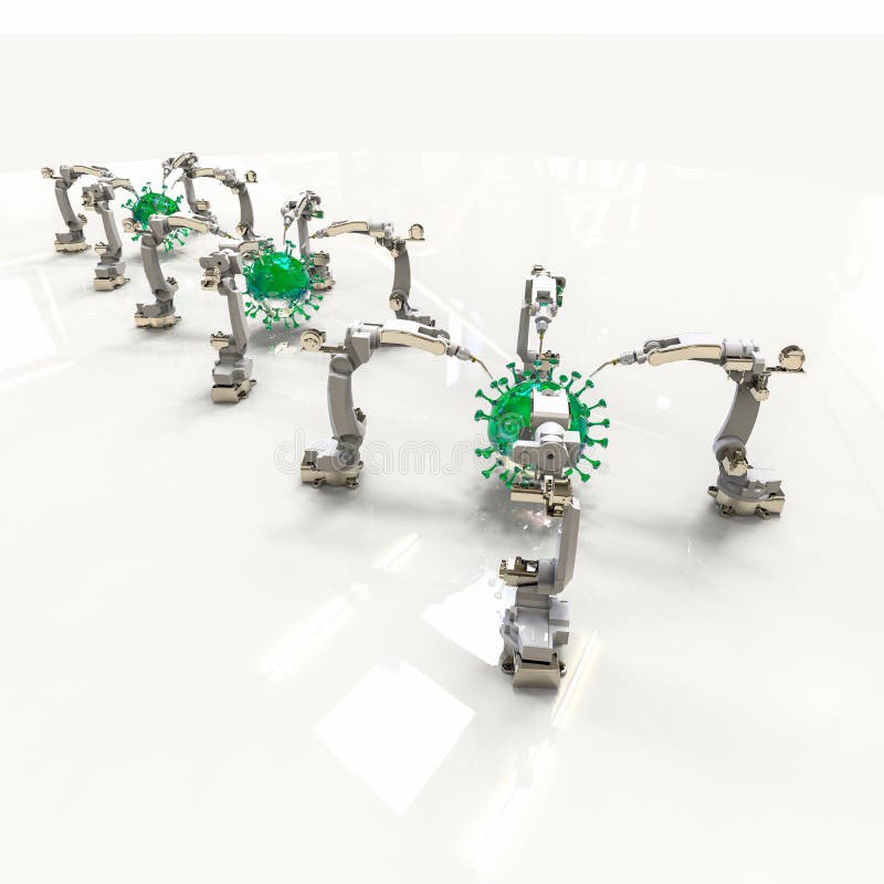 A Virus Being Manipulated by Robots Stock Illustration - Illustration ...