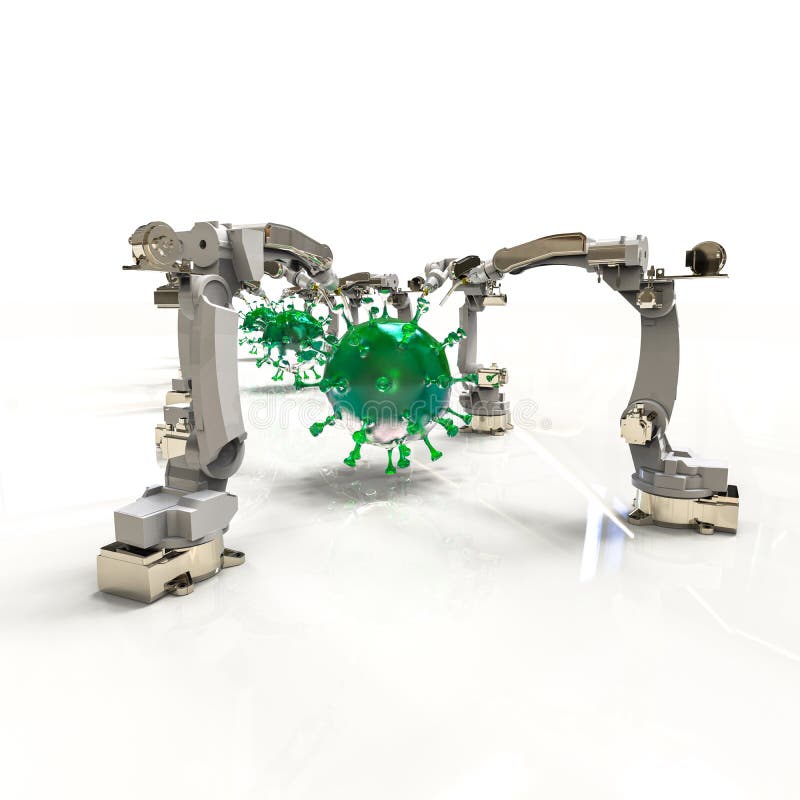 A Virus Being Manipulated by Robots Stock Illustration - Illustration ...