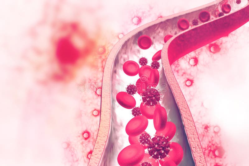 Virus in a blood stream stock illustration. Illustration of body ...