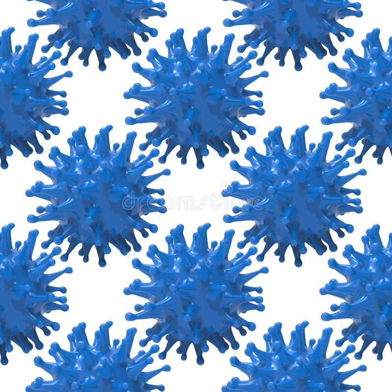 Virus Blue Bacteria Cells Seamless Border Pattern Background Image. Flu ...