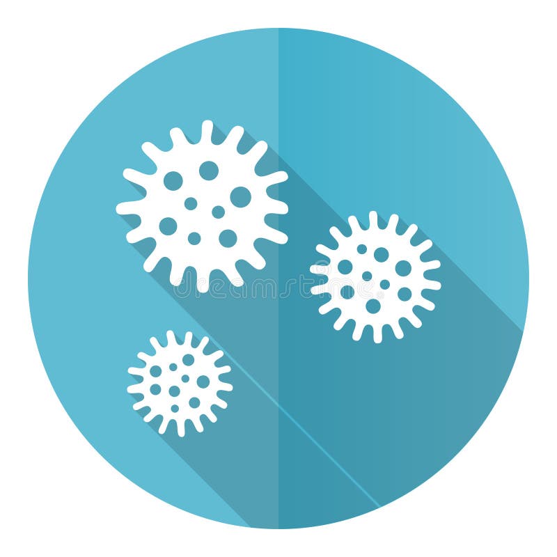 Virus Blue Round Flat Design Vector Icon Isolated on White Background ...