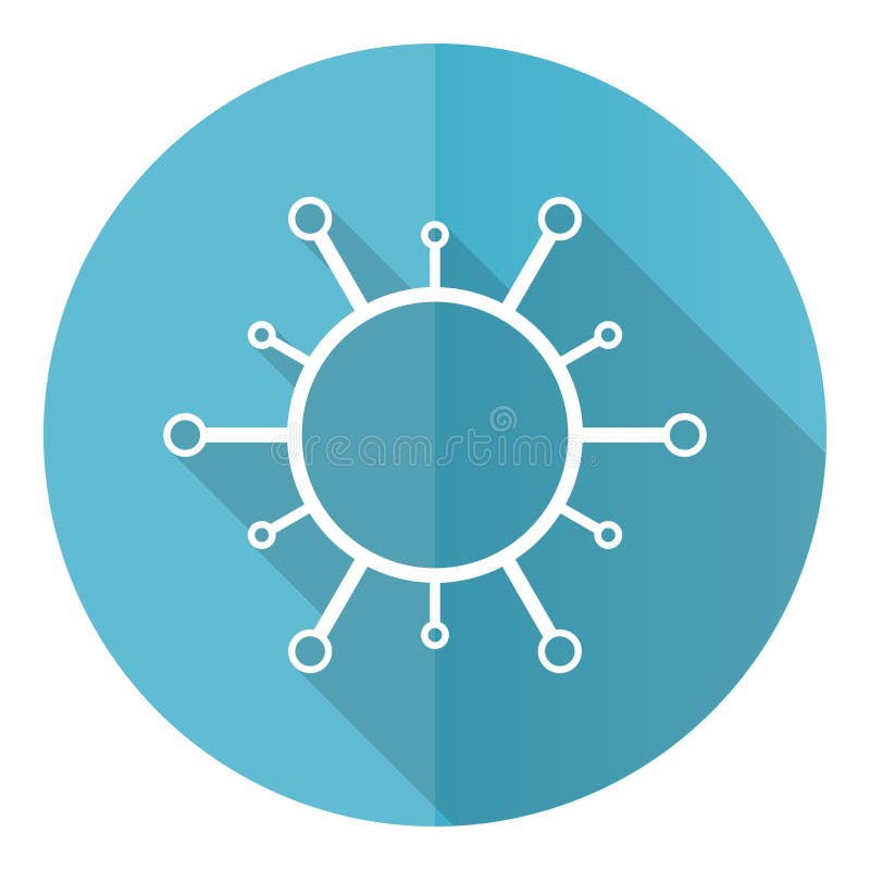 Virus Blue Round Flat Design Vector Icon Isolated on White Background ...