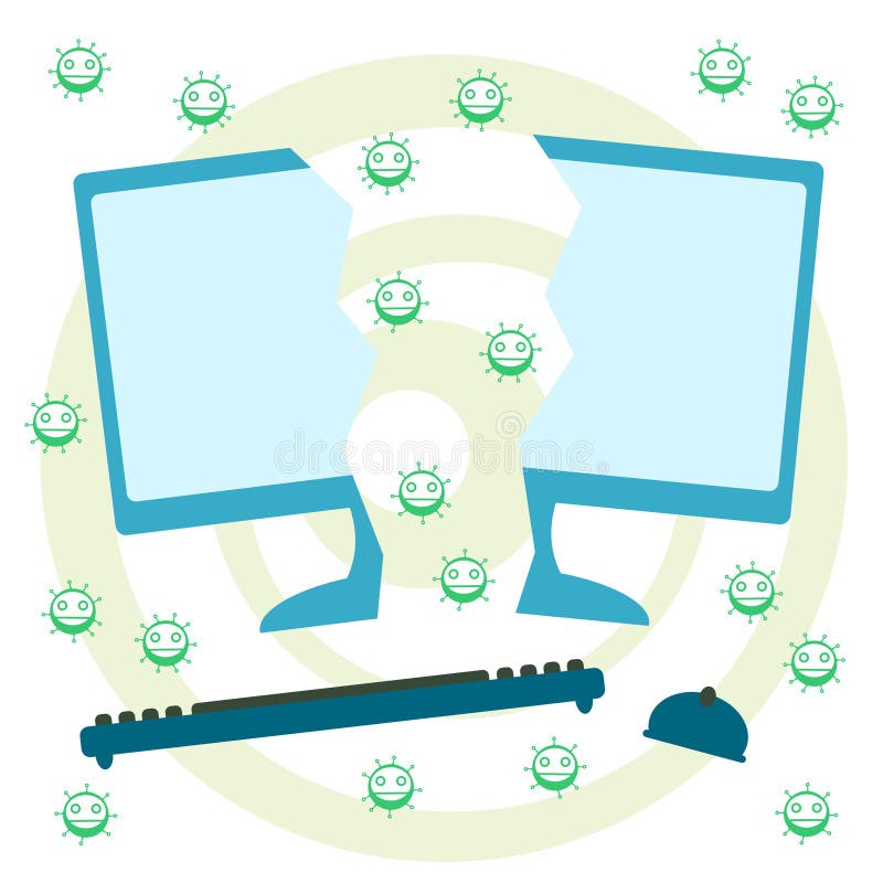 Computer with virus stock illustration. Illustration of defect - 23973658