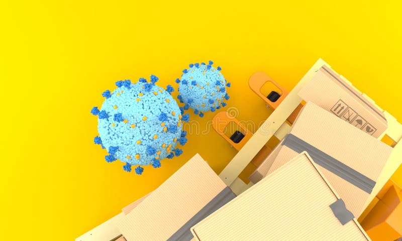 Virus with cardboard boxes stock illustration. Illustration of cell ...
