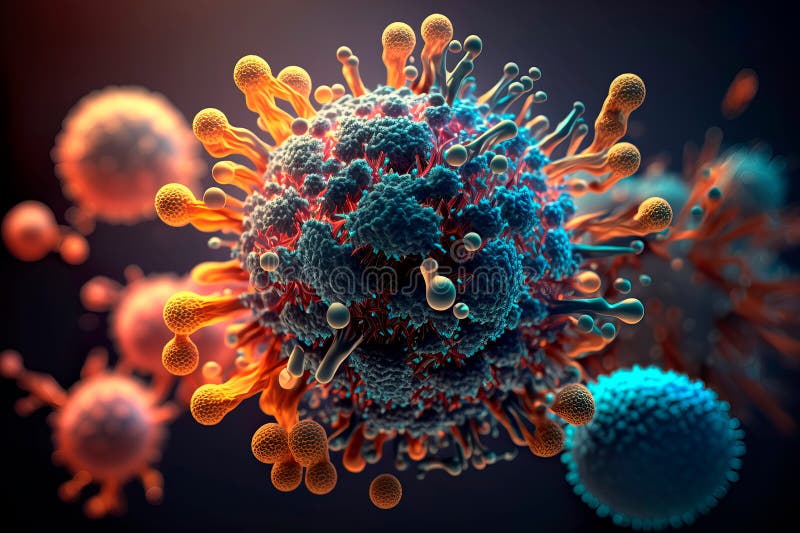 Virus Cell Attack Blood Cell and Neuron.Generative AI Stock ...