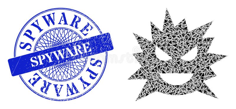 Scratched Spyware Seal and Triangle Virus Cell Mosaic Stock Vector ...