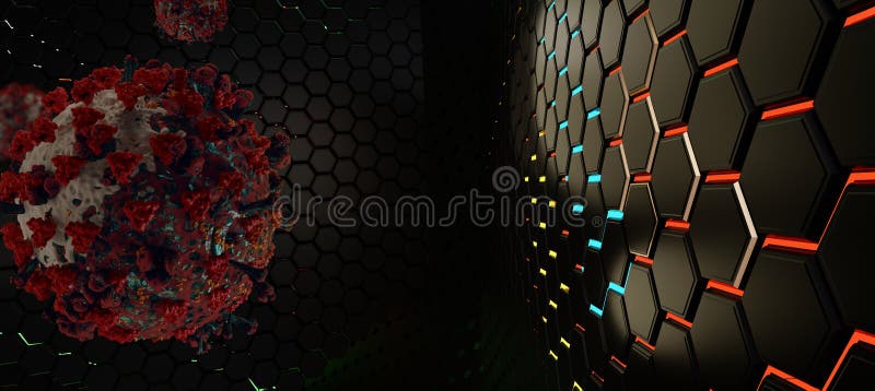Virus Cell 2021 Grid Hexagonal Modern Creative Trending Dark Structure ...