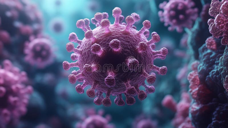 Virus Cell Under Microscope in Health Science Research Stock Photo ...