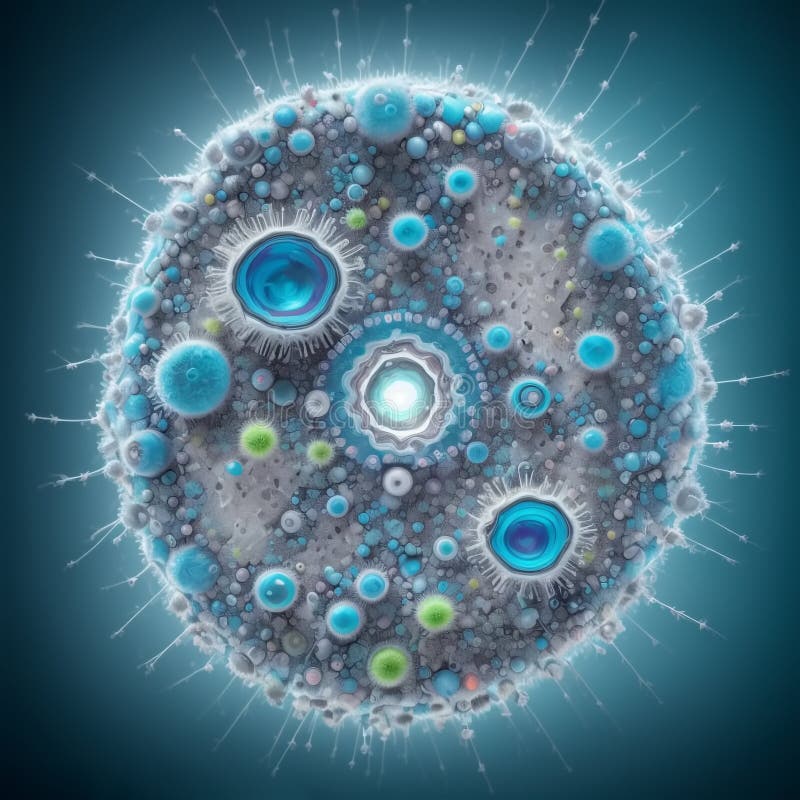 Virus Cells and Bacteria on Abstract Background. Generative AI Stock ...