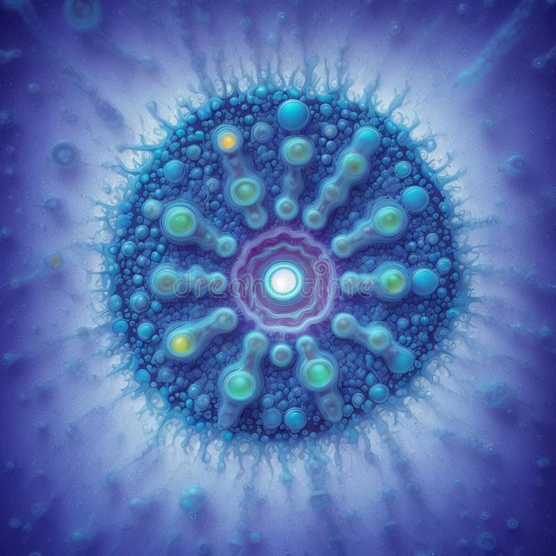 Virus Cells and Bacteria on Abstract Background. Generative AI Stock ...
