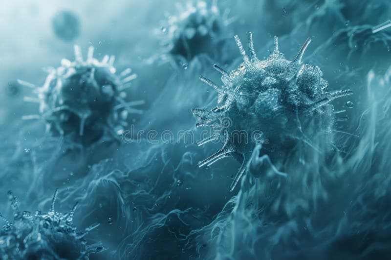 Virus Cells Close-up. Microscopic View of Virus Cells Stock ...