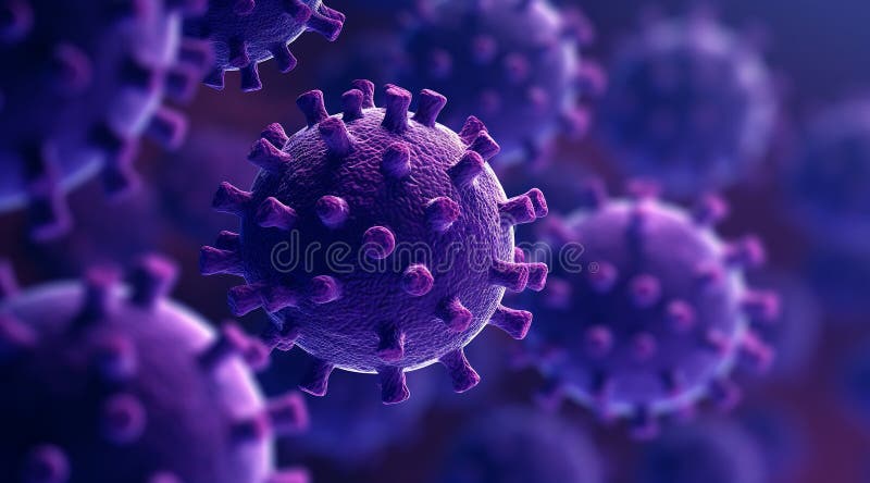 Virus Cells in Cosmic Purple Visualization Stock Illustration ...