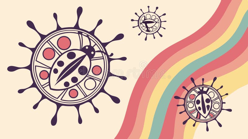 Virus Cells on Rainbow Background Science Microbiology, Vector Design ...