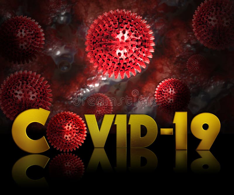 Virus cells with text 19 stock illustration. Illustration of background ...