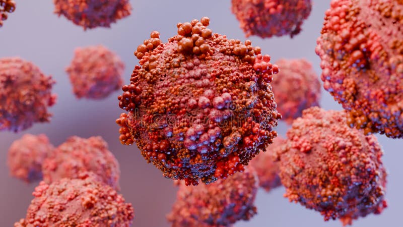 Virus Cells Under Microscope, Microbiome and Bacteria Illness, Protein ...